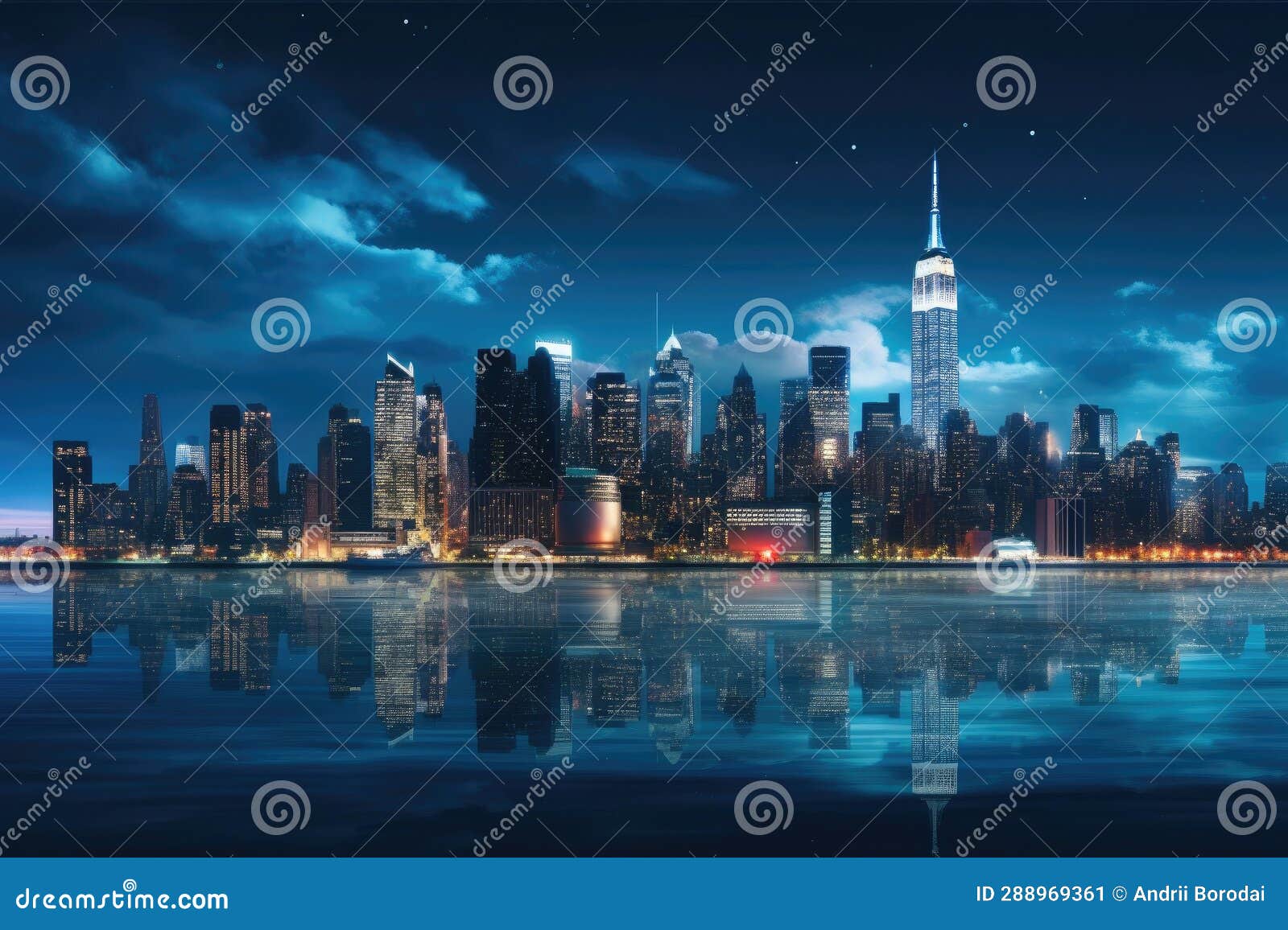 Stars and Skyscrapers: NYC Nightscapes. Stock Illustration ...