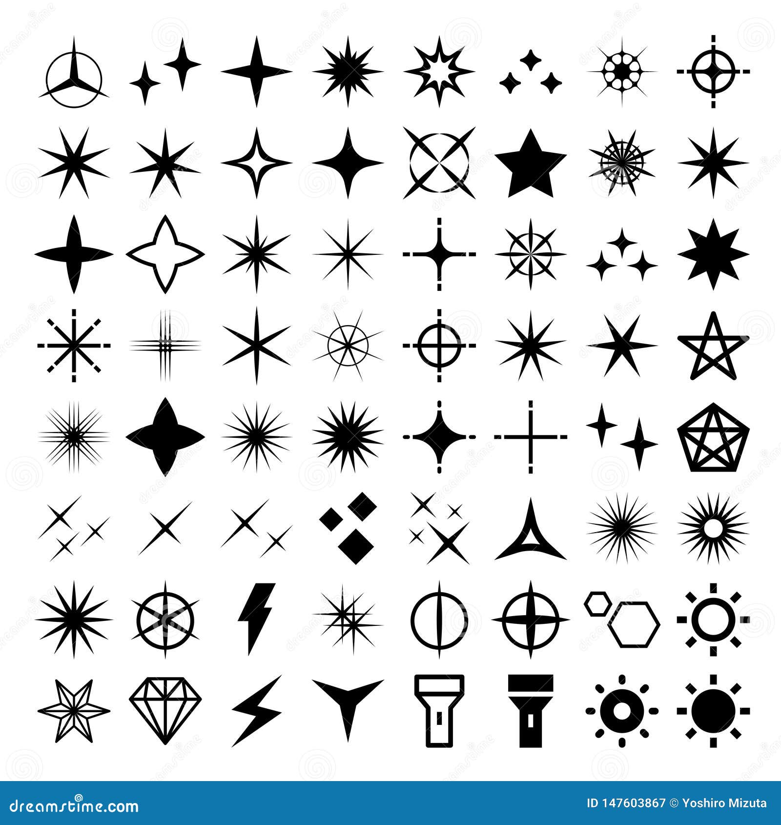 Stars and Sparks. Flash Icon Set Stock Vector - Illustration of vector ...