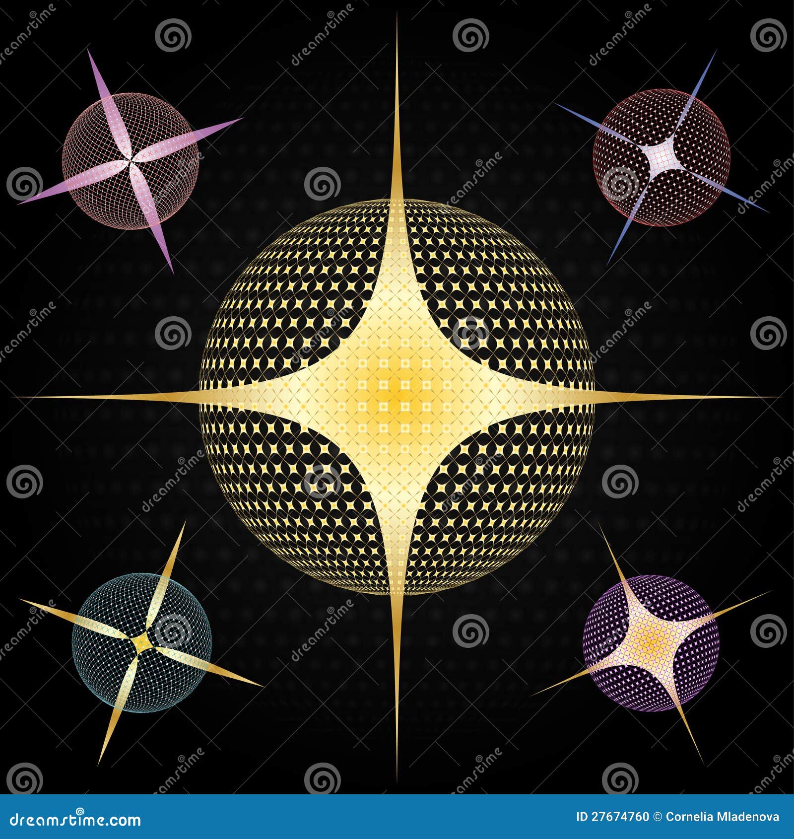 Stars and Spheres stock vector. Illustration of night - 27674760
