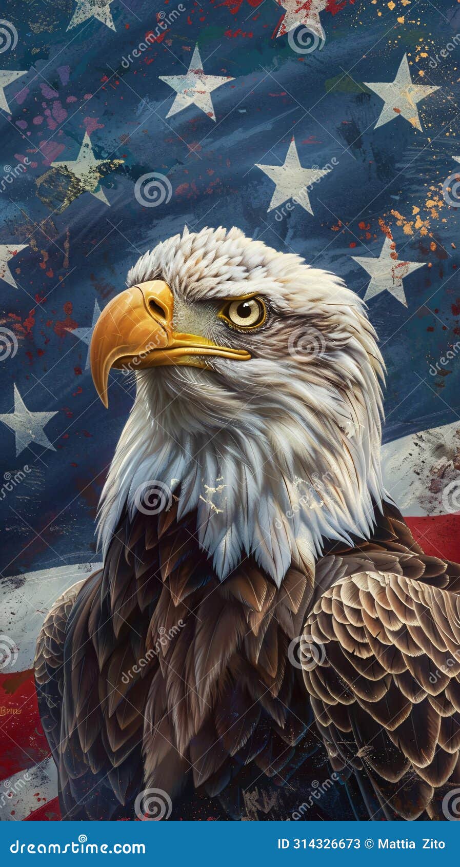 Stars and Stripes on Behind an Eagle Stock Image - Image of flight ...