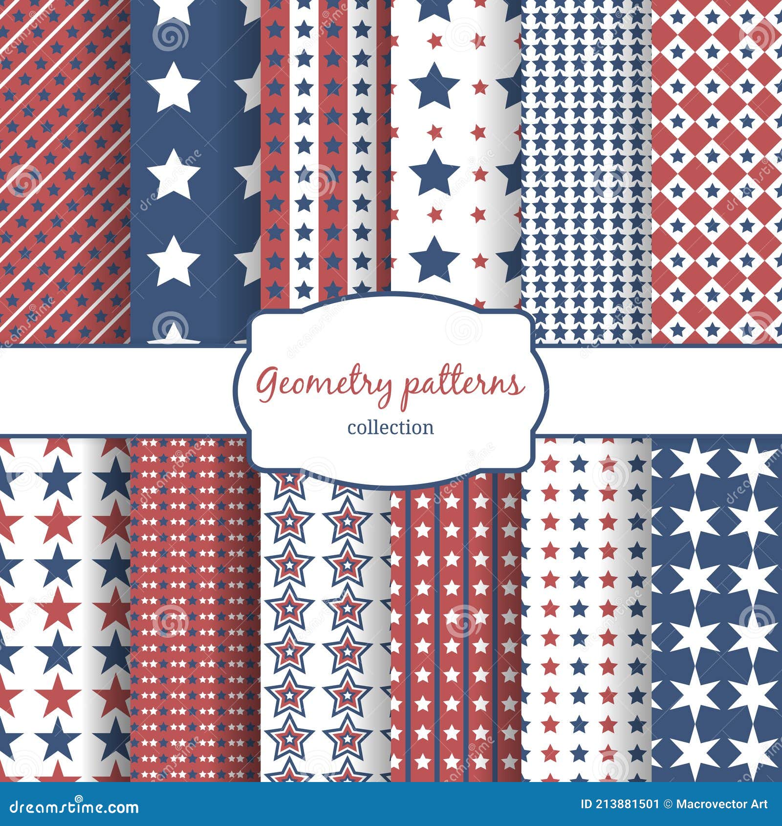 Stars and Stripes Pattern Seamless Patterns Set Stock Vector ...