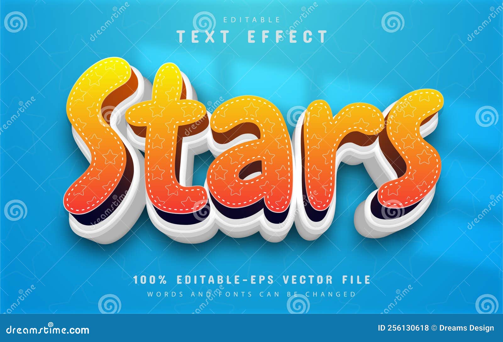 Stars Text Effect with Pattern Stock Vector - Illustration of backdrop ...