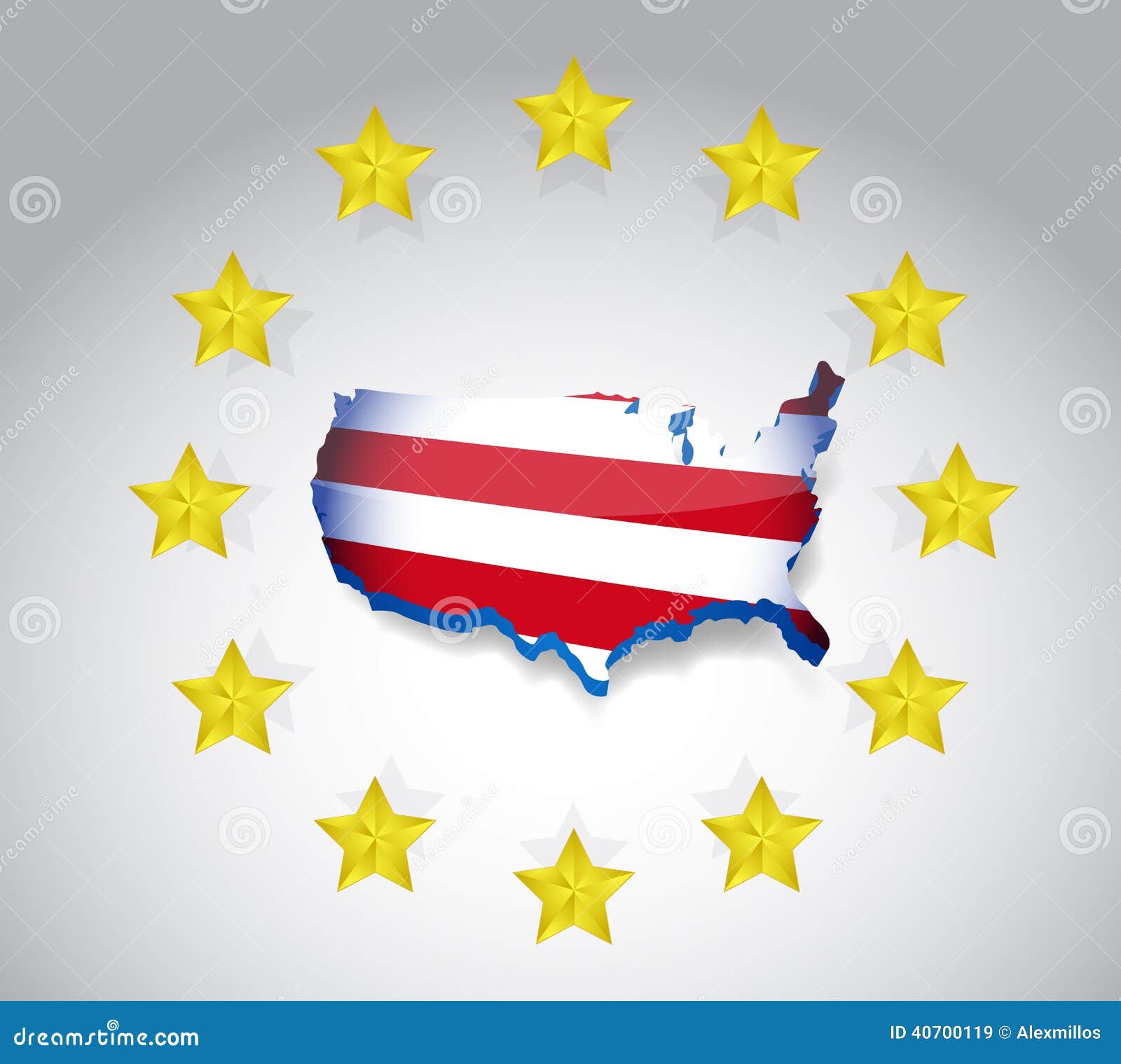 Stars and Us Flag Map Illustration Design Over Stock Illustration ...