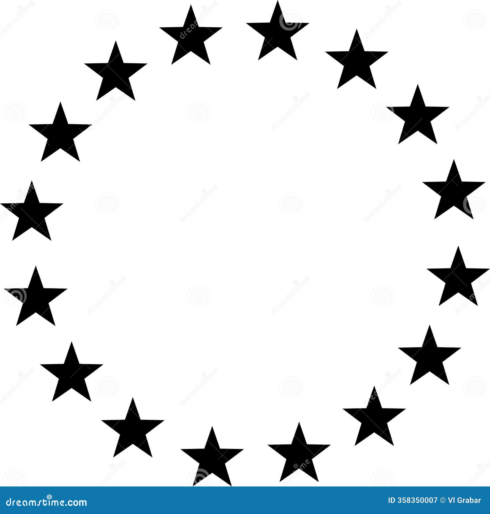 Stars of Various Sizes Arranged in a Circle. Round Frame, Border. Black ...