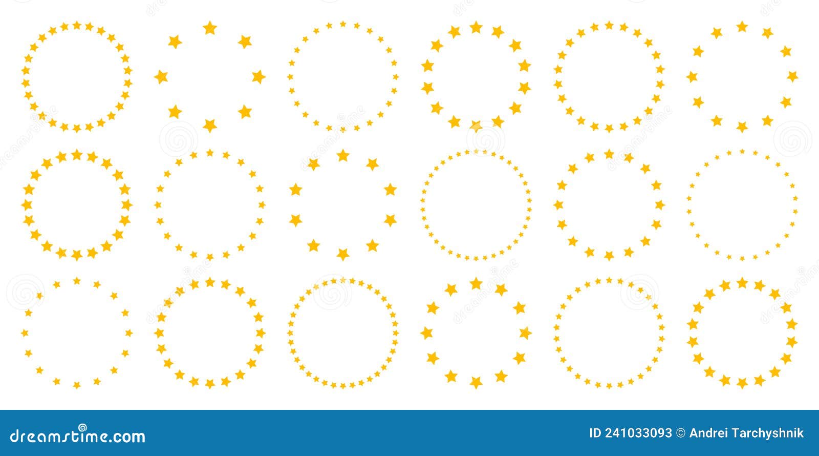 Stars of Various Sizes Arranged in a Circle. Round Frame, Border ...