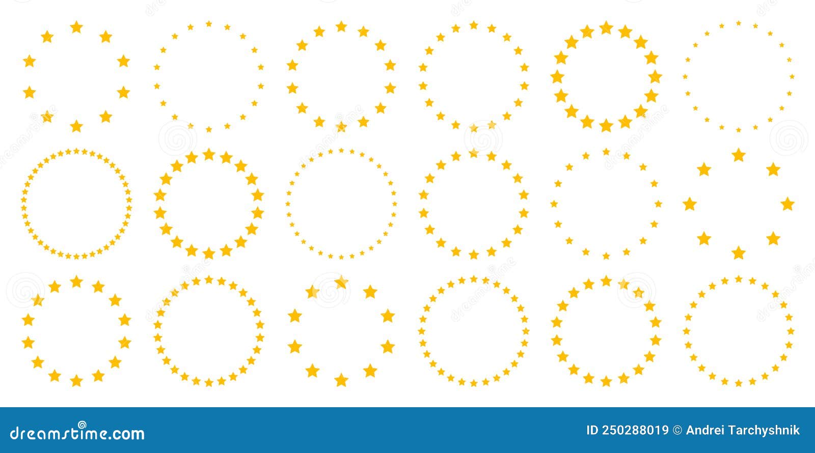 Stars of Various Sizes Arranged in a Circle. Round Frame, Border ...
