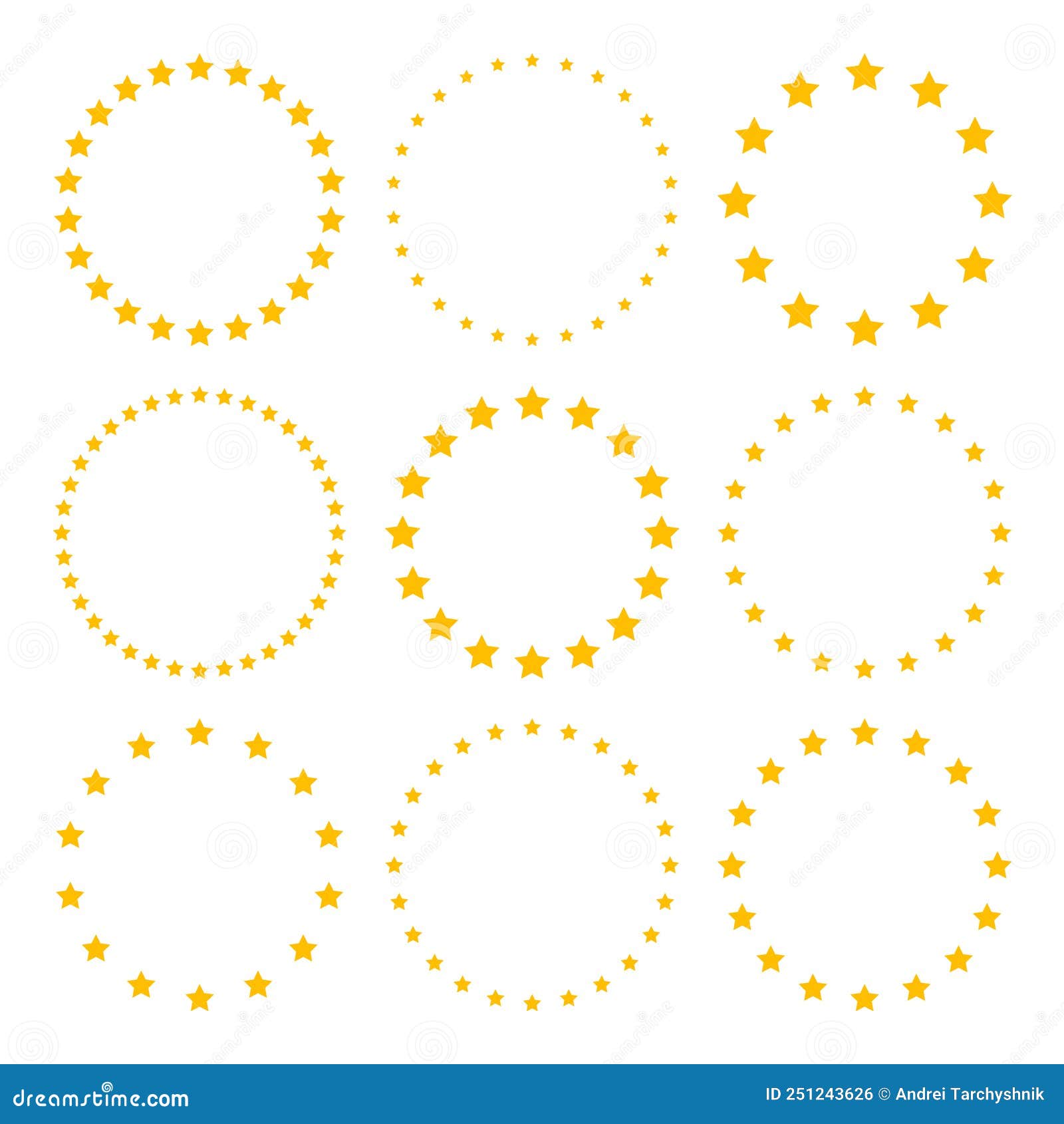 Stars of Various Sizes Arranged in a Circle. Round Frame, Border ...