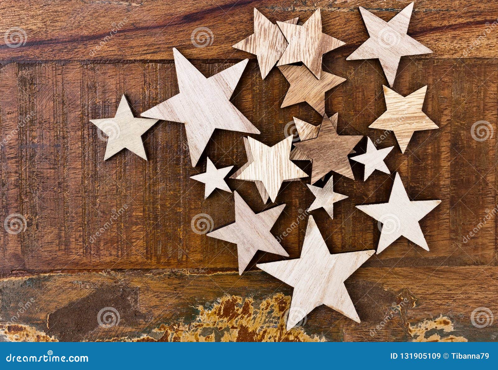 Stars on a vintage table stock image. Image of wintertime - 131905109
