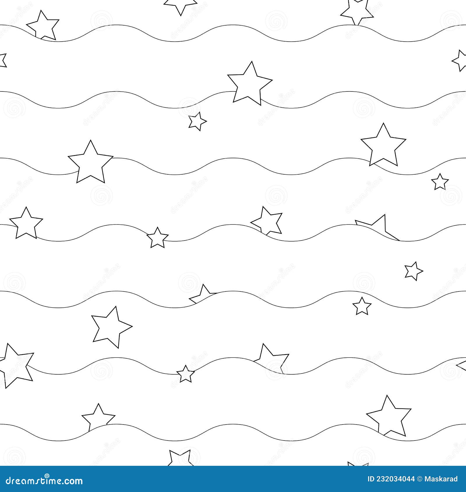 Stars and Waves Seamless Pattern Vector Illustration Stock Vector ...