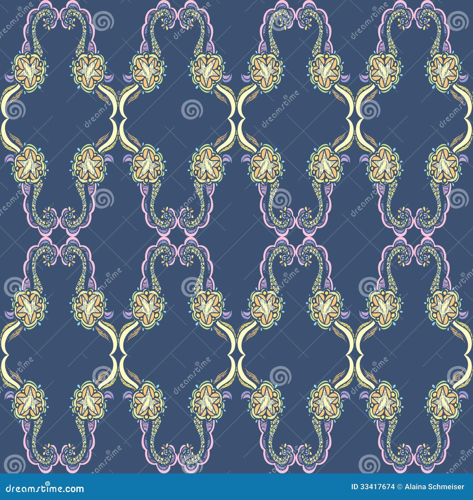 Stars and Waves Seamless Pattern Stock Vector - Illustration of stars ...