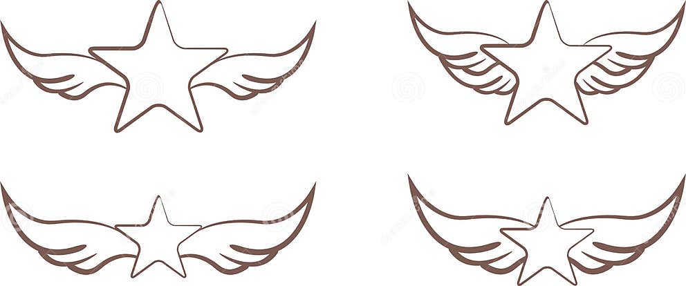 Stars with wings stock vector. Illustration of star, curve - 57090363