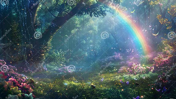 Magic Sparkly Rainbow Inside a Beautiful Fantasy, Fairytale, Magical ...