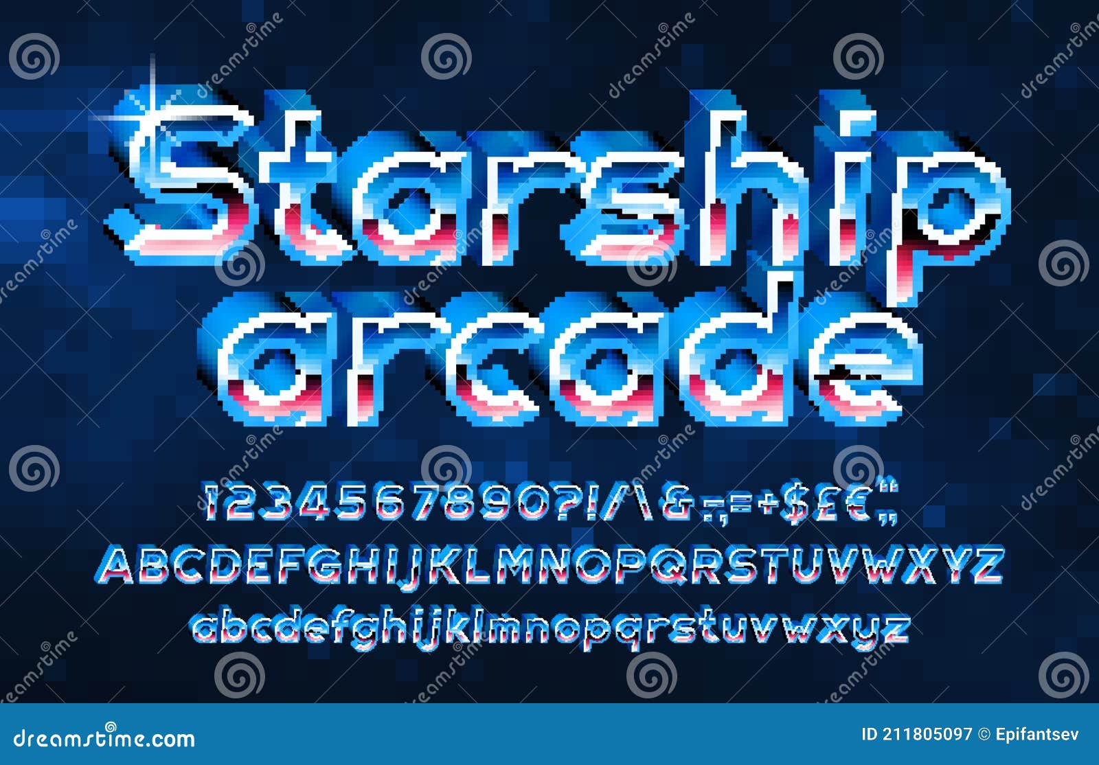 Starship Arcade Alphabet Font. Pixel 3D Letters, Numbers and ... Starship Arcade Alphabet Font. Pixel 3D Letters, Numbers and ...