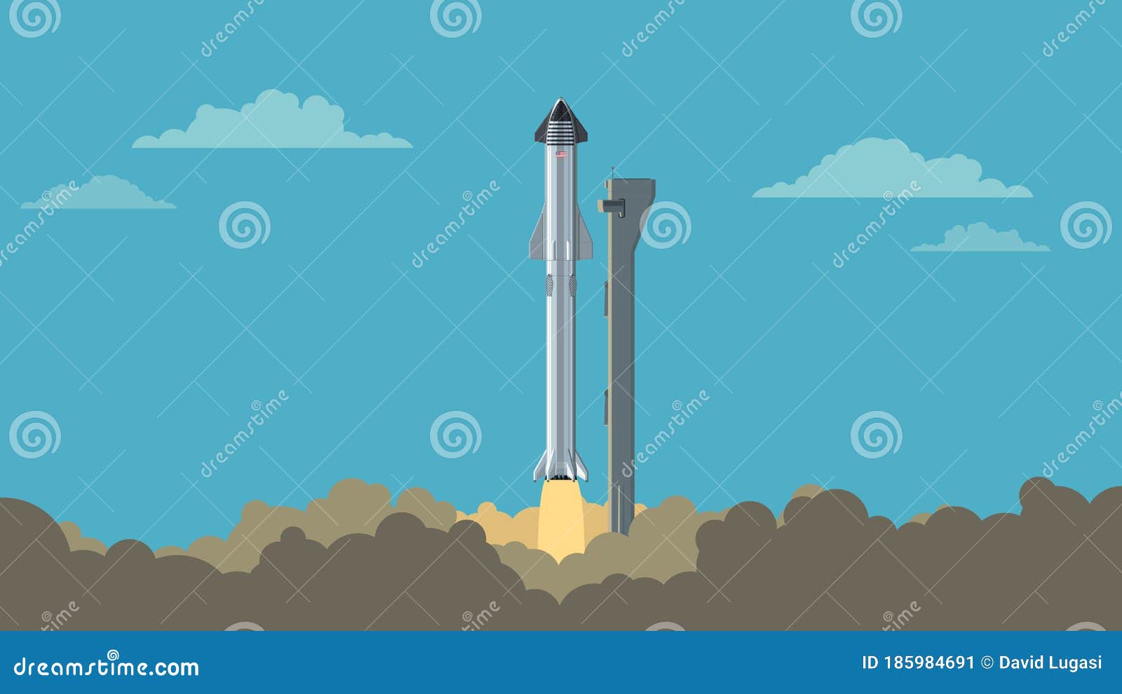 The Launching of the SpaceX Starship Stock Vector - Illustration of ...