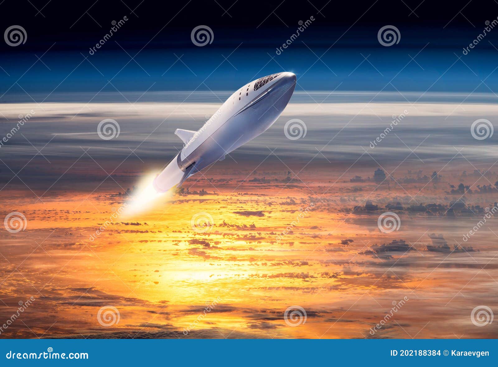 Starship in Low-Earth Orbit. Elements of this Image Furnished by NASA ...