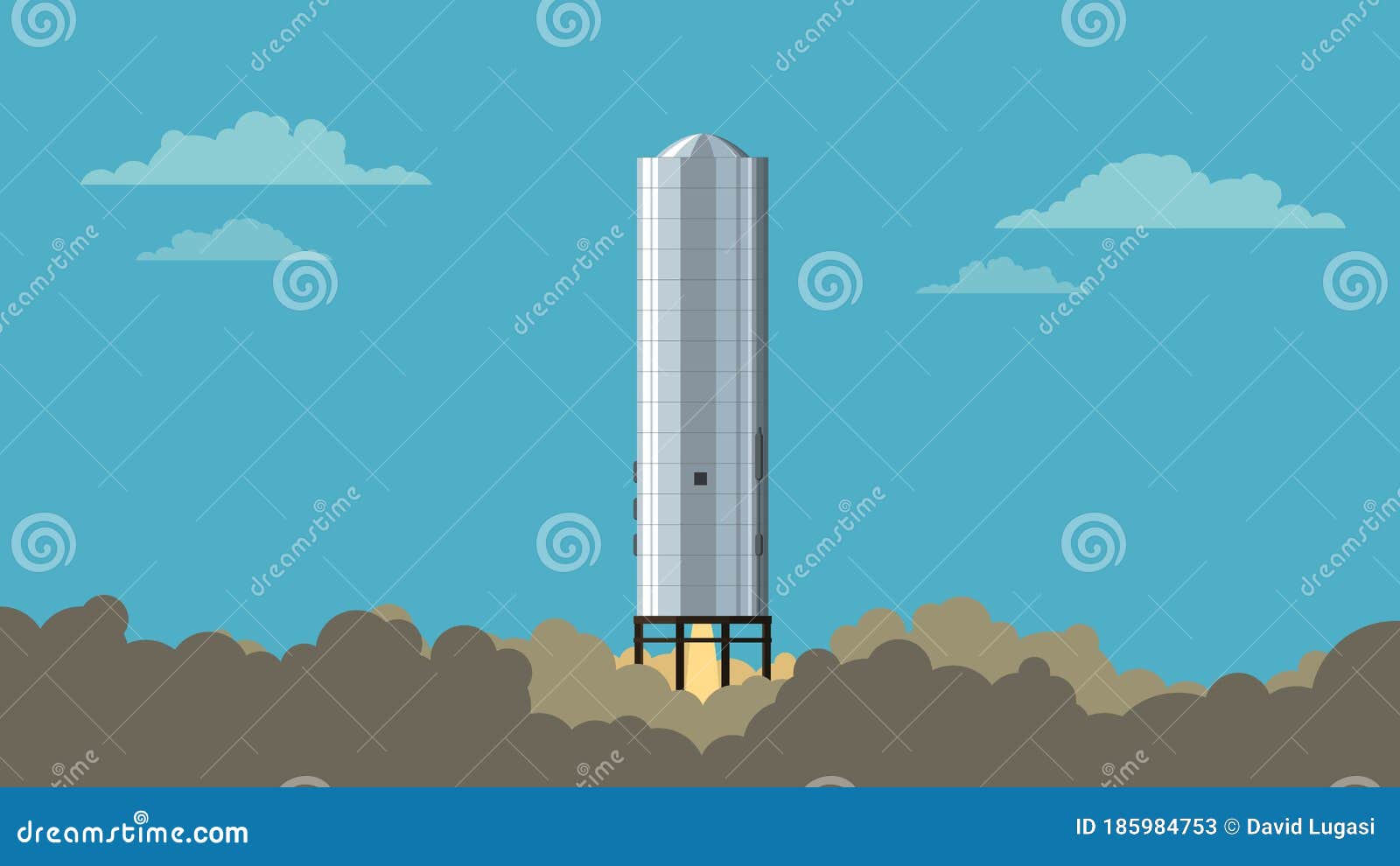 The Static Fire Test Of SpaceX Starship Tank Section Cartoon Vector ...