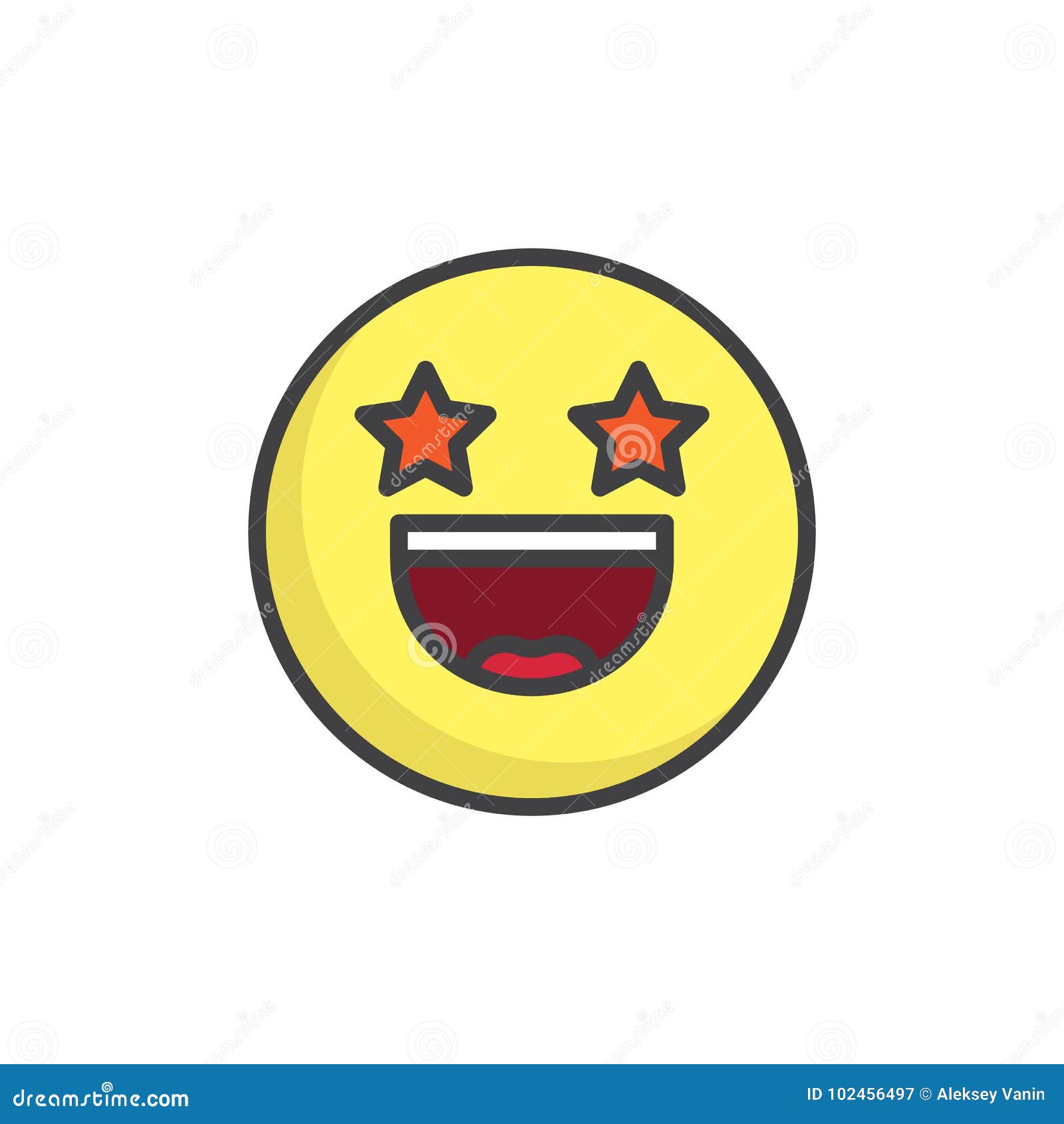 Starstruck Face Emoticon Filled Outline Icon Cartoon Vector