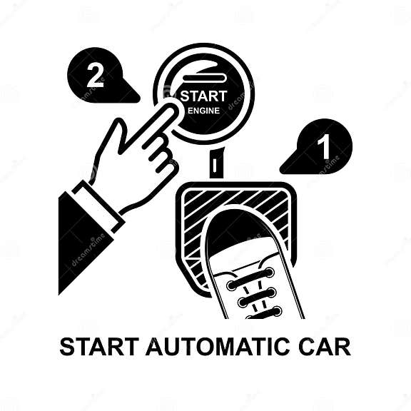 Start Automatic Car Icon. Pressed Down the Break Pedal and Push Start ...