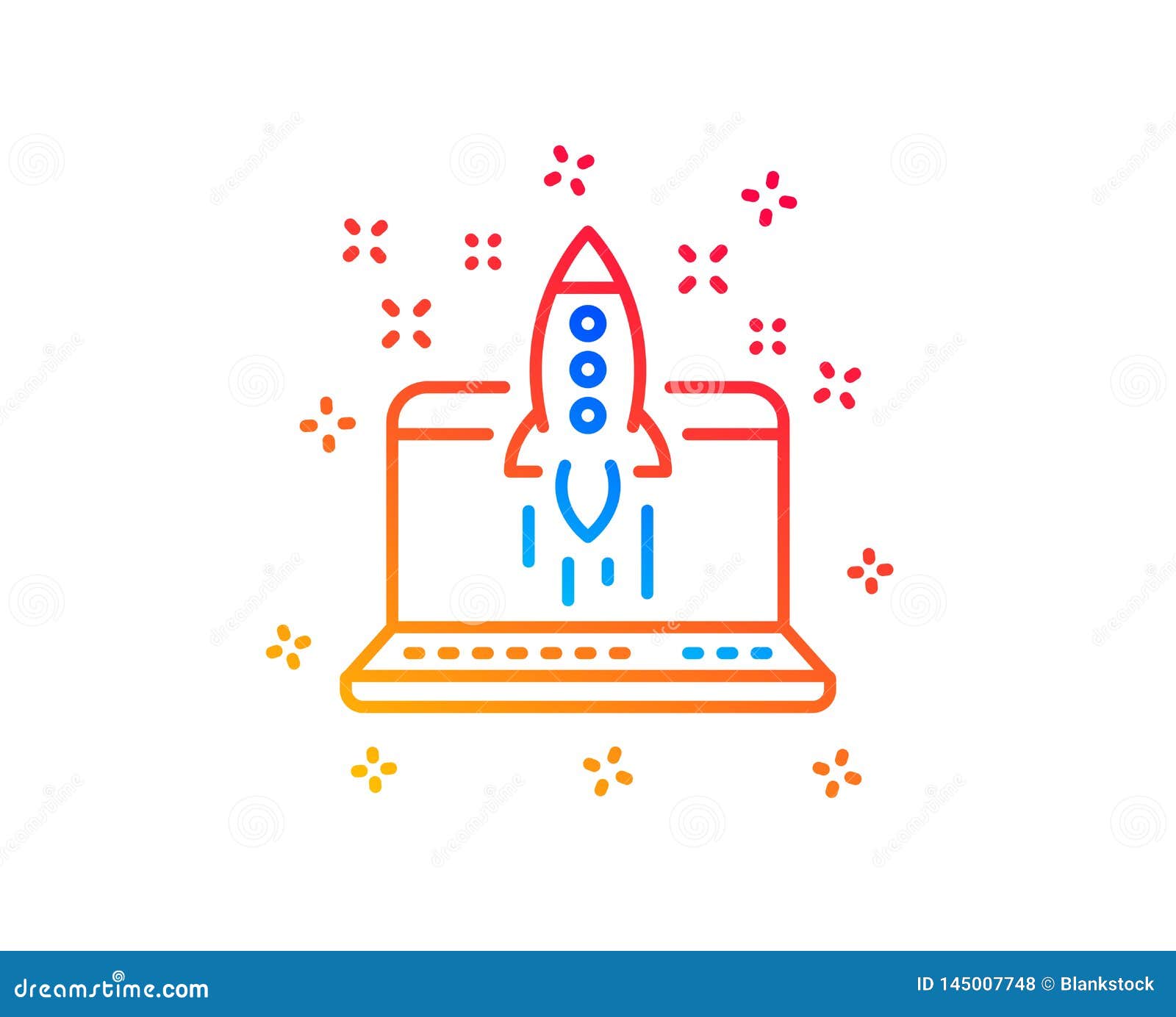 Start Business Line Icon. Launch Crowdfunding Project Sign. Vector ...