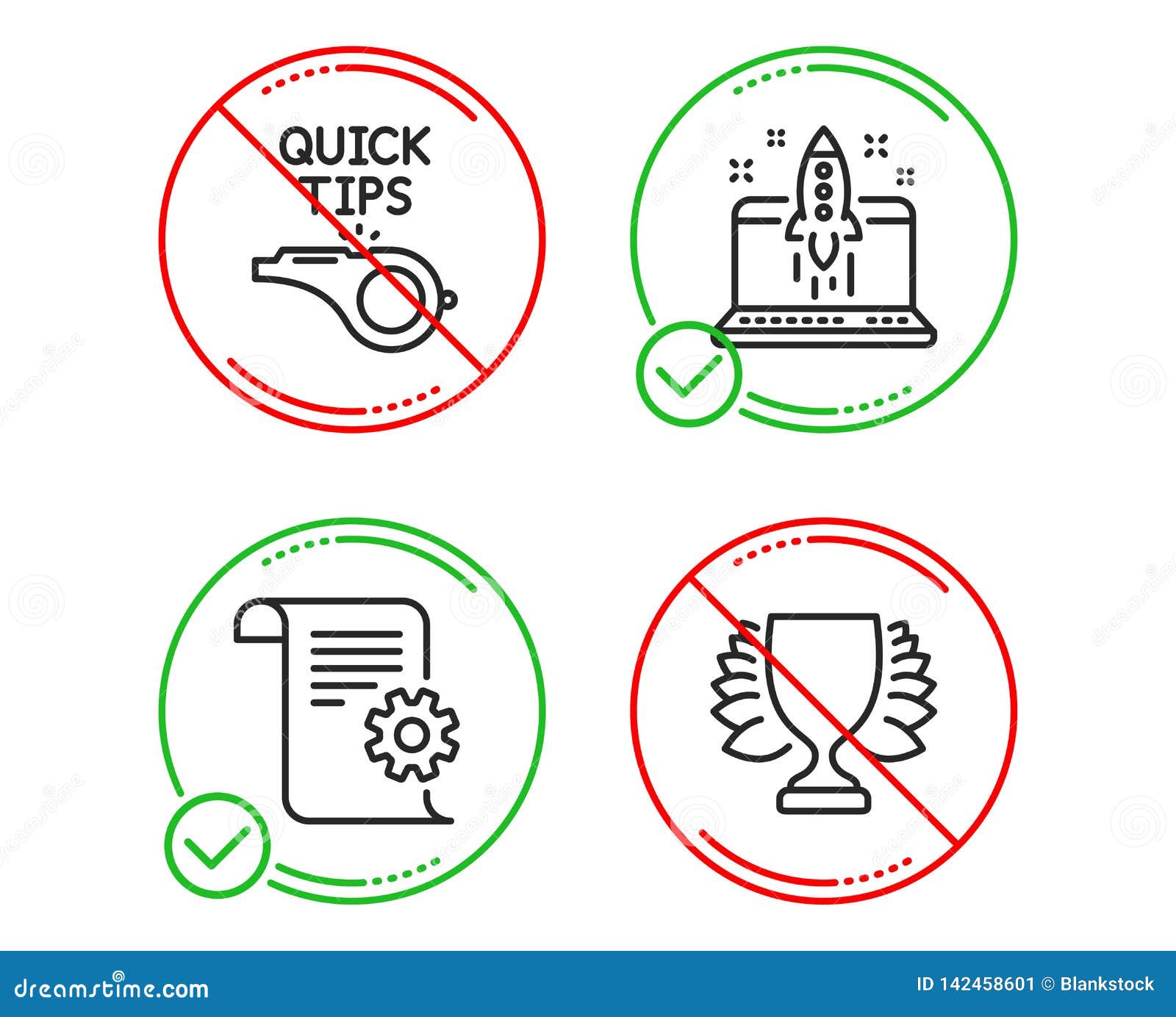 Start Business, Technical Documentation and Tutorials Icons Set. Winner ...