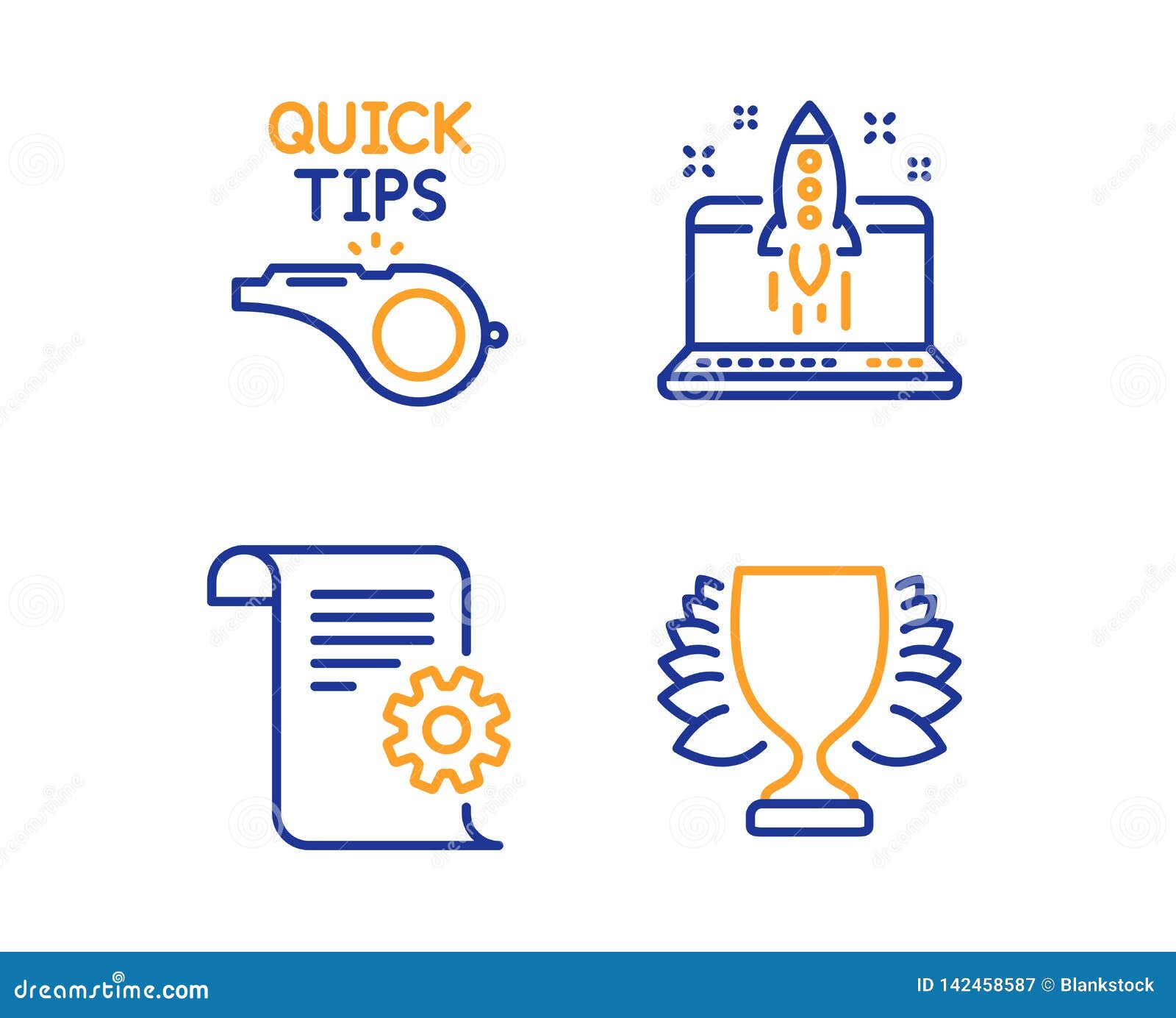 Start Business, Technical Documentation and Tutorials Icons Set. Winner ...