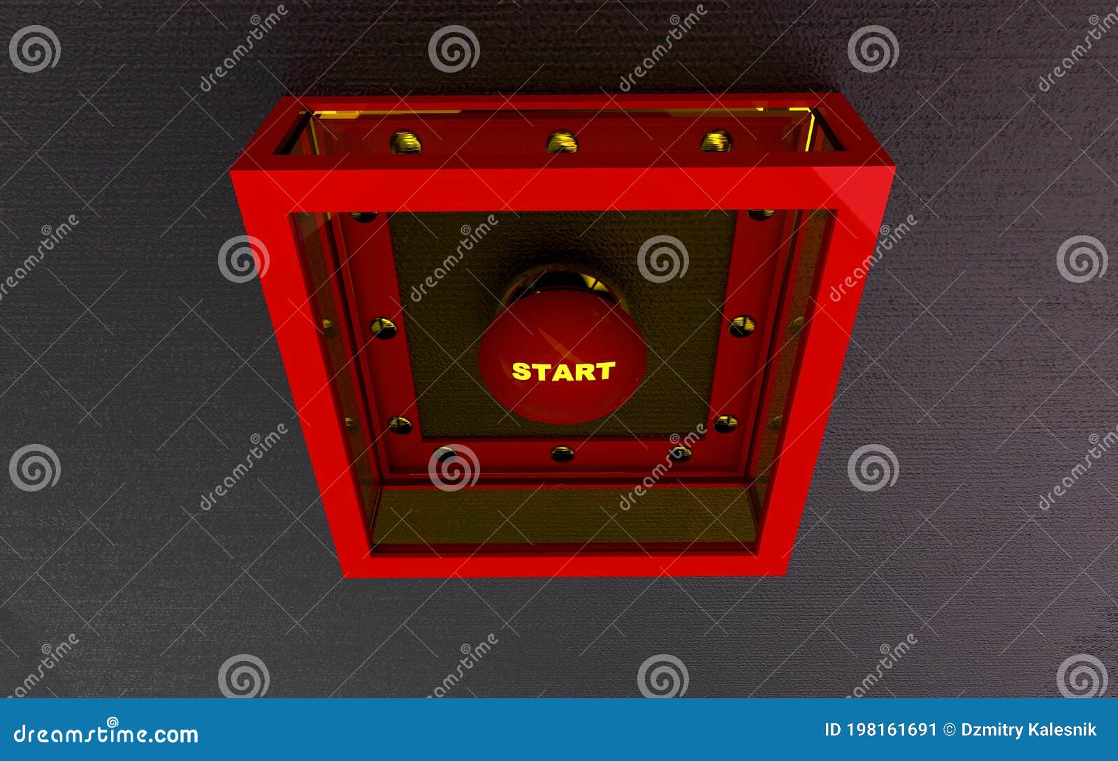 Start Button in Armored Box Stock Illustration - Illustration of object ...