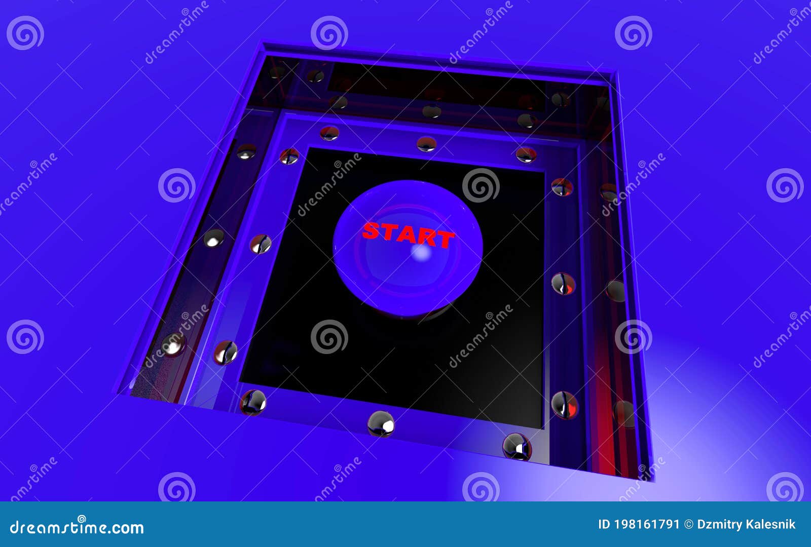Start button in box stock illustration. Illustration of blue - 198161791