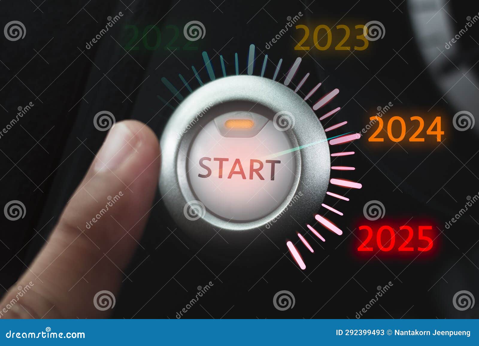 Start Button on the Car S Dashboard with Numbers 2024 and 2025 Stock ...