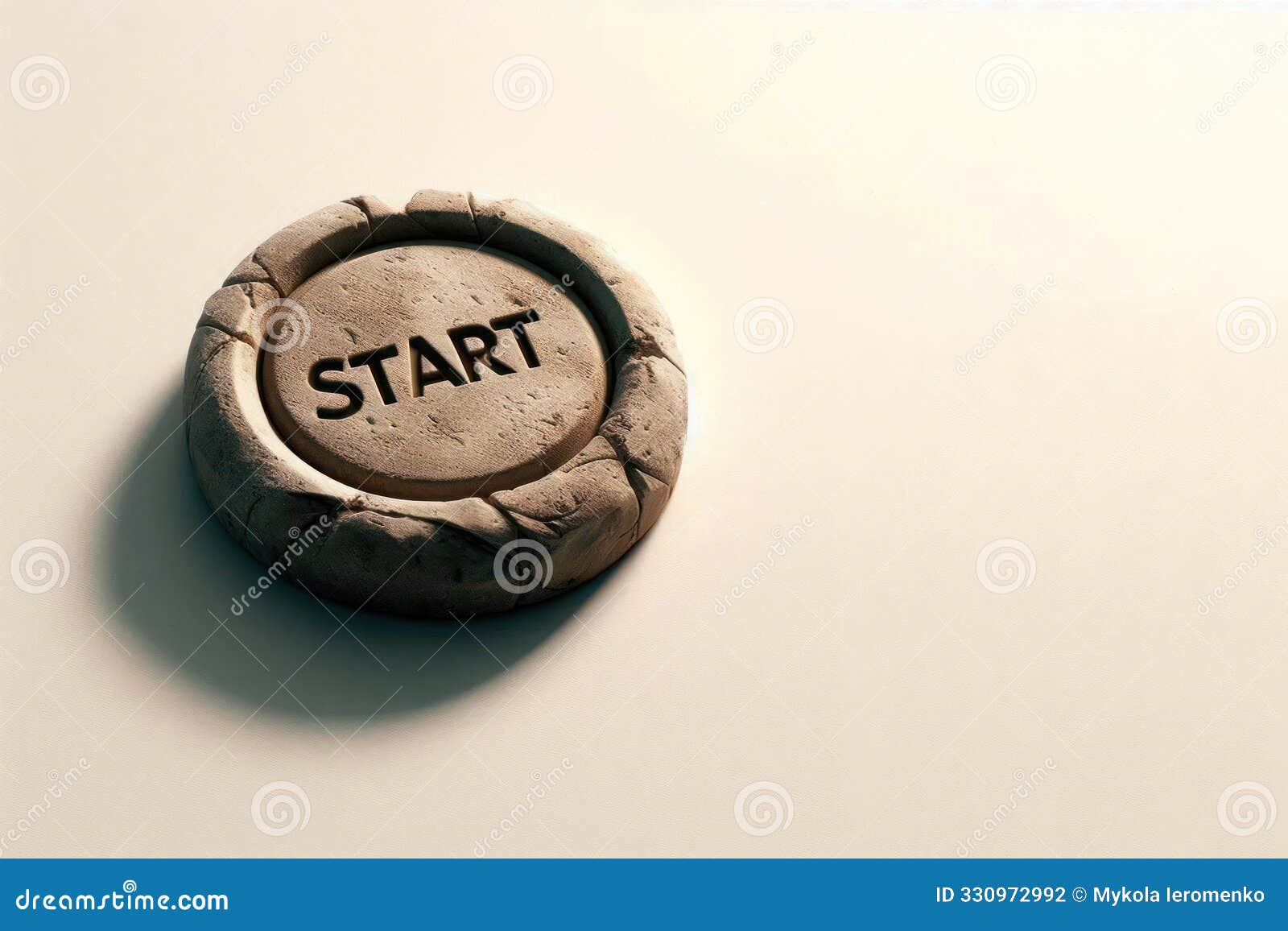The START Button on the Clay Texture. Space for Text. Stock Photo ...