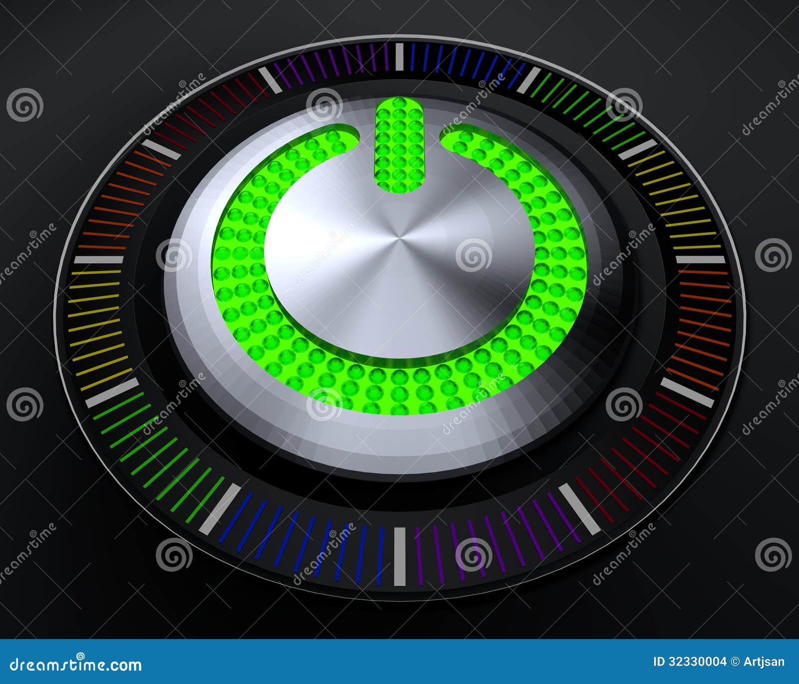 START Button with Glowing Green Lights on Dark Console Stock ...