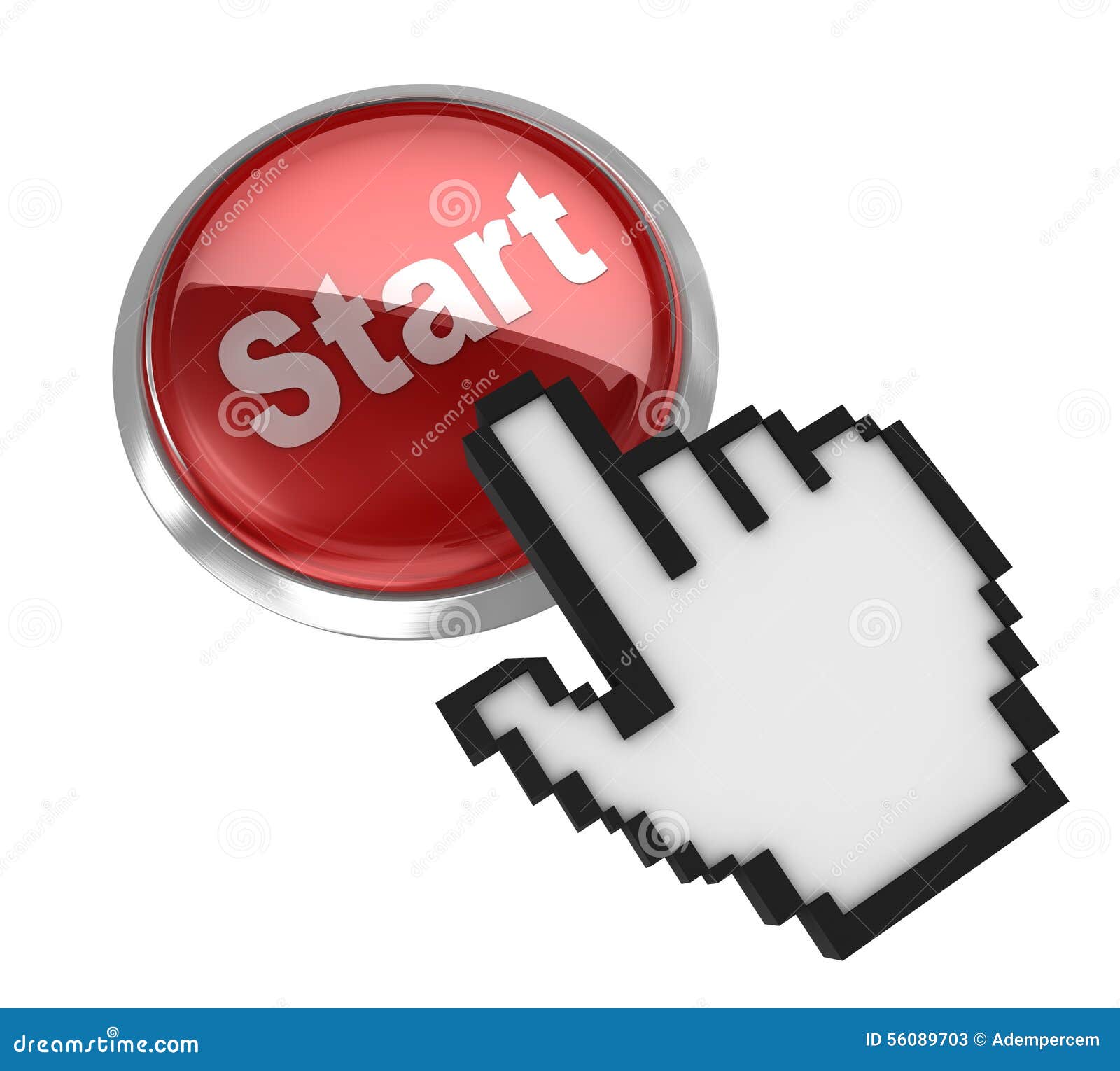 Start Button and Hand Cursor Stock Illustration - Illustration of ...