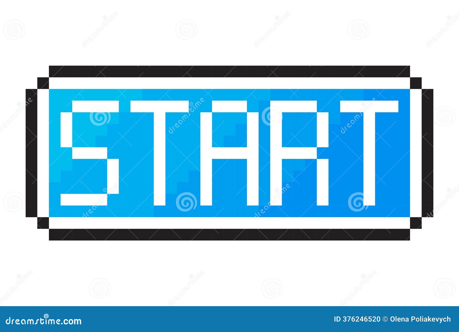 Start Button Icon. Pixel Start Text. Blue Gradient Background. Vector ...