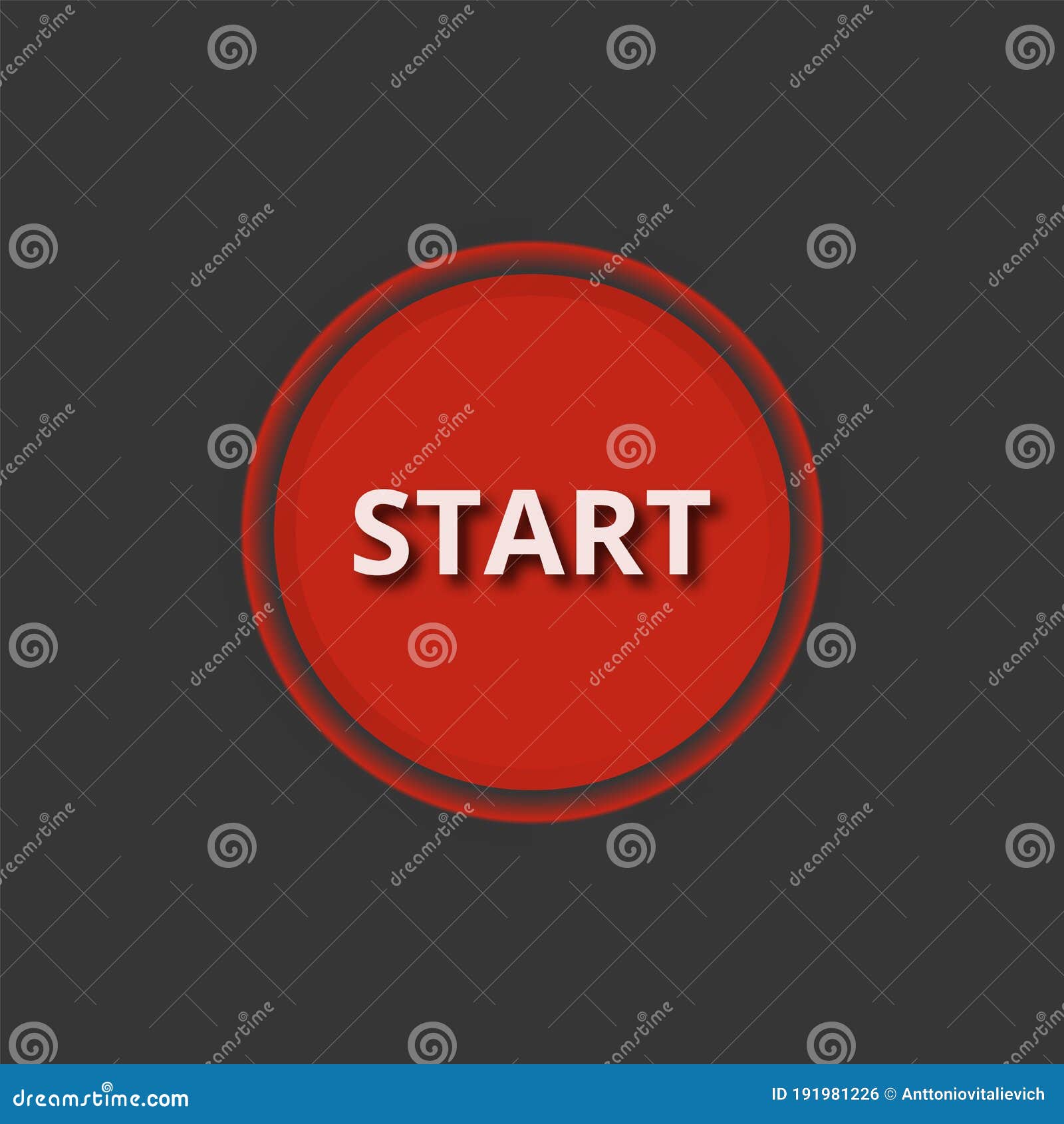 Start Button Icon. Red Realistic Button on Dark Background. Neumorphic ...