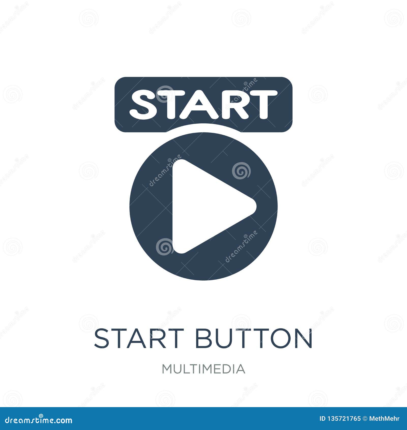 Start Button Icon in Trendy Design Style. Start Button Icon Isolated on ...