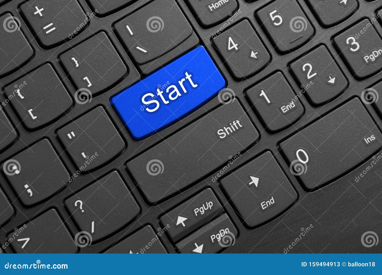 Start button on keyboard stock image. Image of design - 159494913