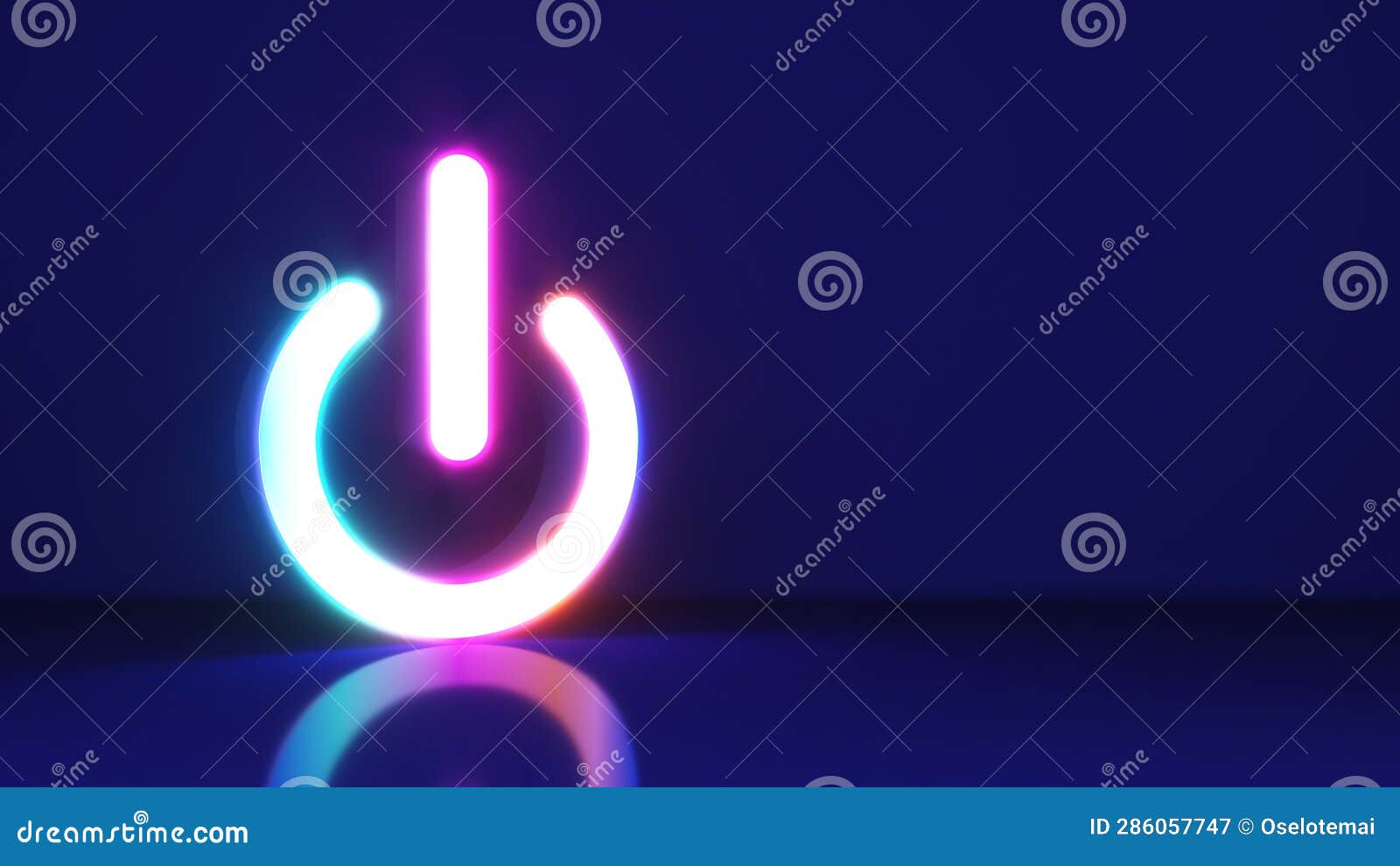 Start Button Press Icon with Neon Light, Abstract Image of Startup ...