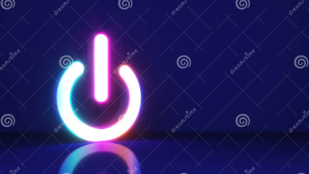 Start Button Press Icon with Neon Light, Abstract Image of Startup ...