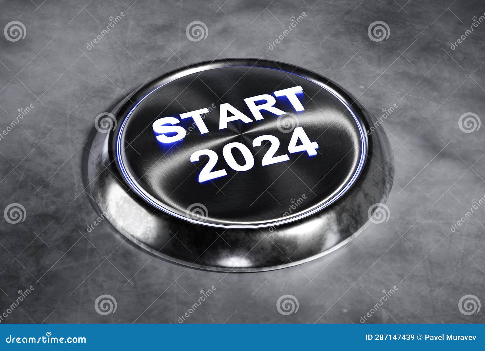 Start Button 2024. Push Button With Text 2024 On Dark Background ...
