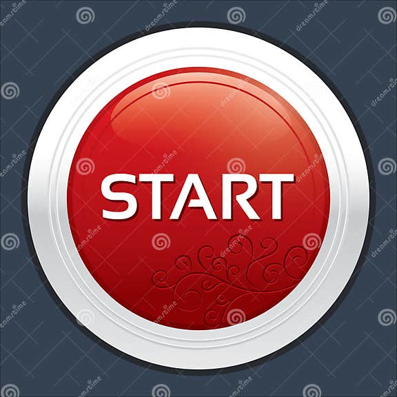 Start Button. Round Sticker. Metallic Icon. Stock Vector - Illustration ...