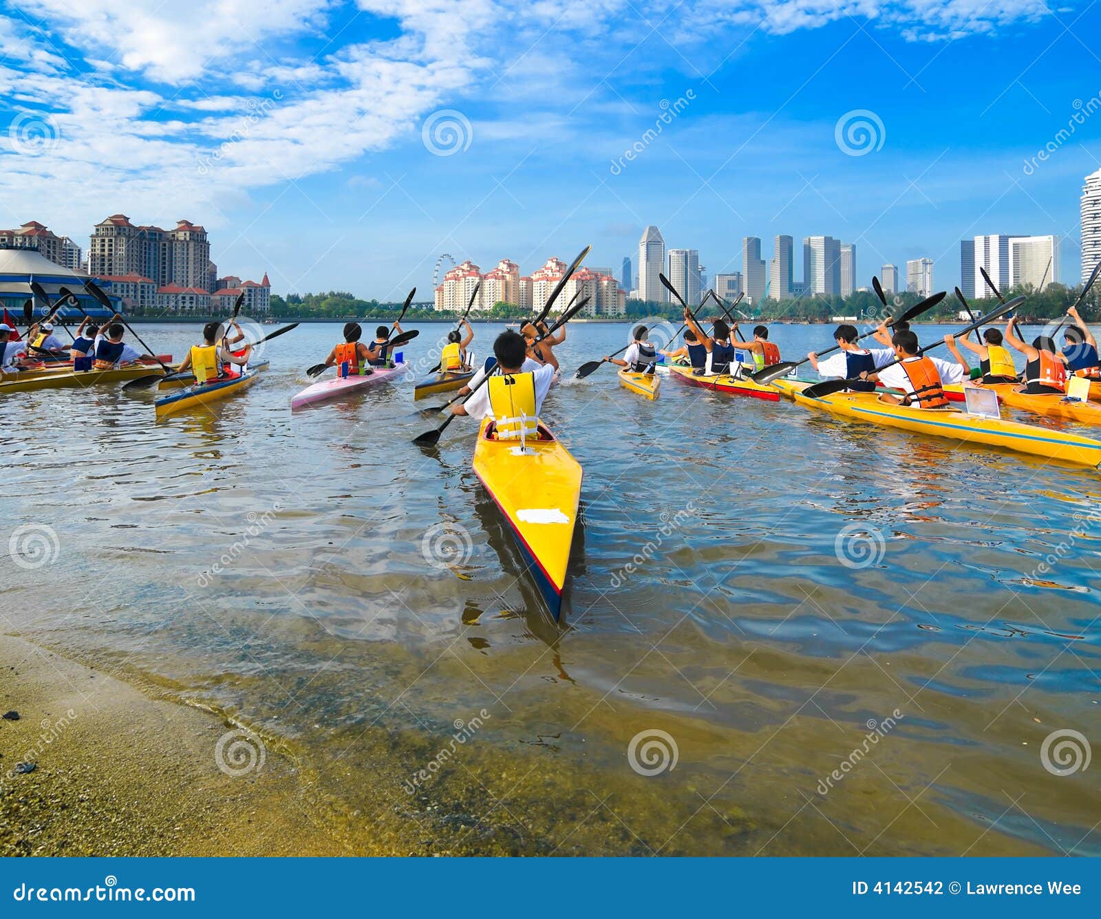 Start of Canoe Race stock photo. Image of ready, long - 4142542