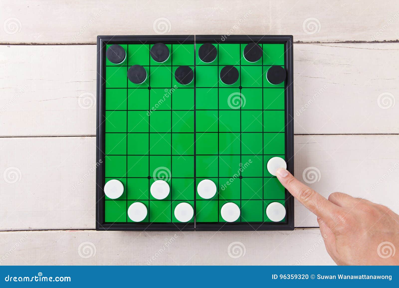 Start Checker Game on Green Board View from Above on Table. Stock Photo ...