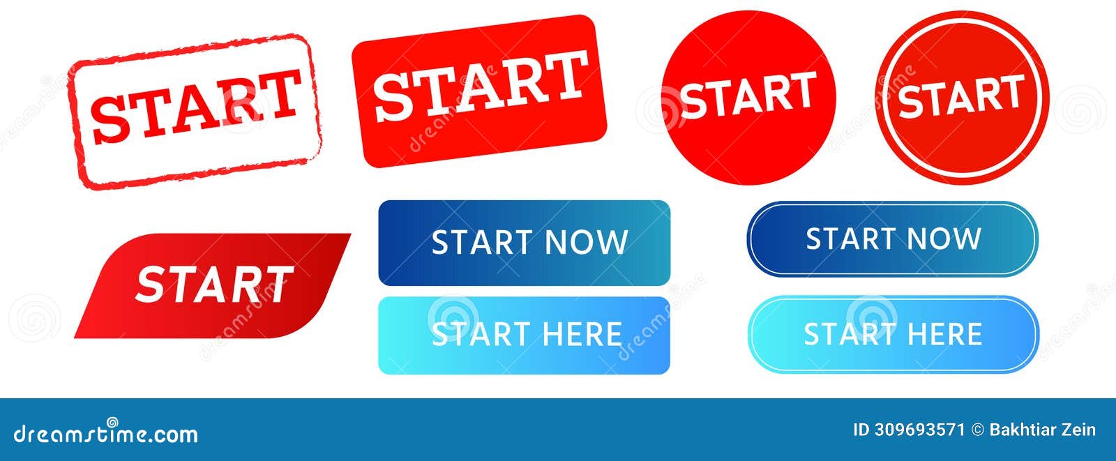 Start Circle Rectangle Stamp and Button Design Element for Push Control ...