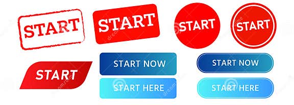 Start Circle Rectangle Stamp and Button Design Element for Push Control ...