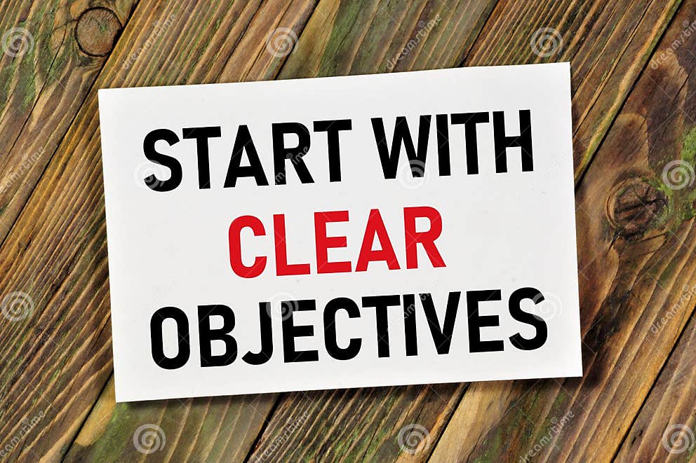Start with Clear Objectives. Text Label in the Banner Plate Stock Image ...