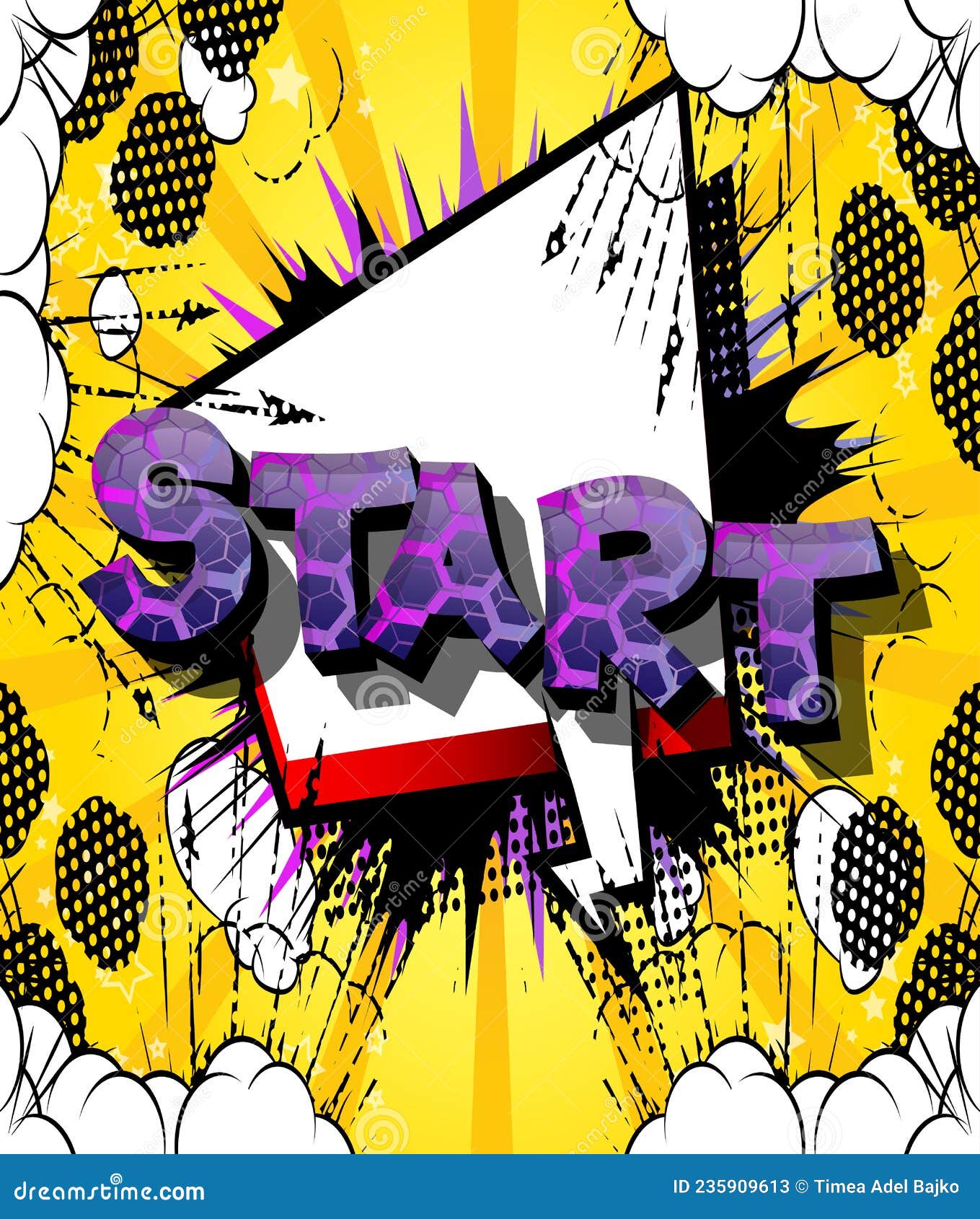 Start. Comic Book Word Text. Stock Vector - Illustration of motivated ...