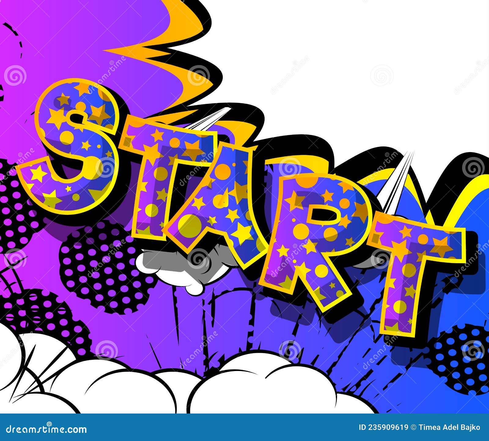 Start. Comic Book Word Text. Stock Vector - Illustration of retro ...