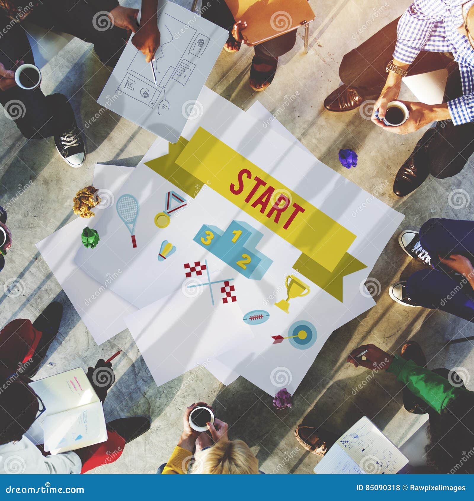 Start Competition Contest Winner Pedestal Concept Stock Illustration ...