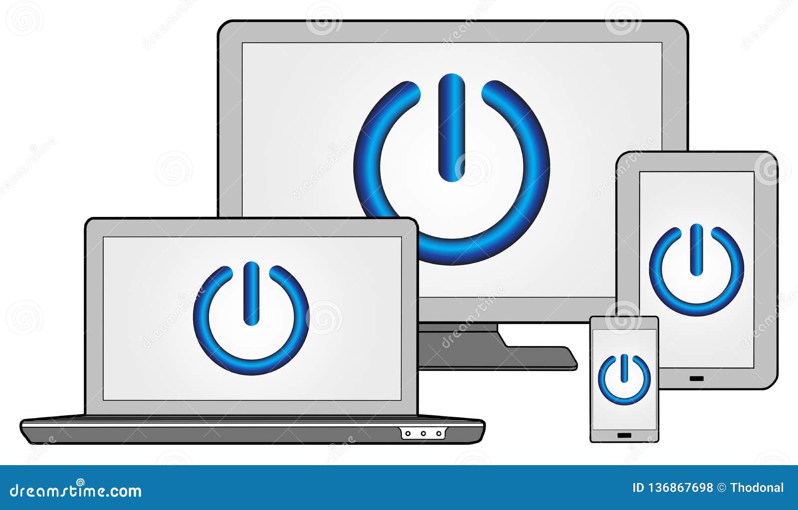 Start Concept on Different Devices Stock Illustration - Illustration of ...