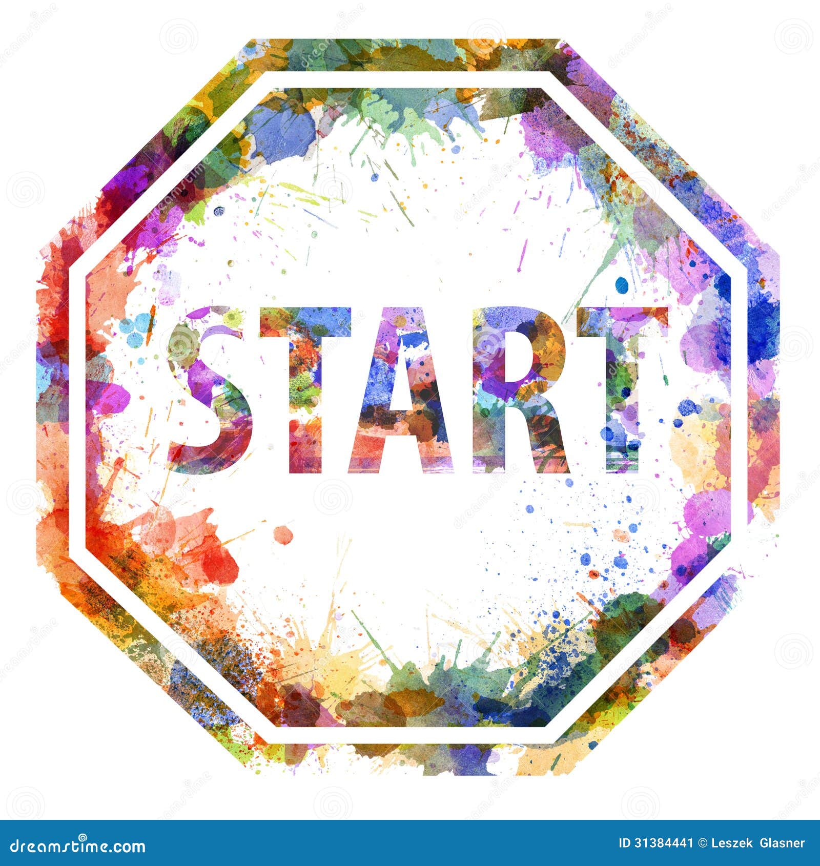 Start Concept, Watercolor Splashes As a Sign Stock Illustration ...