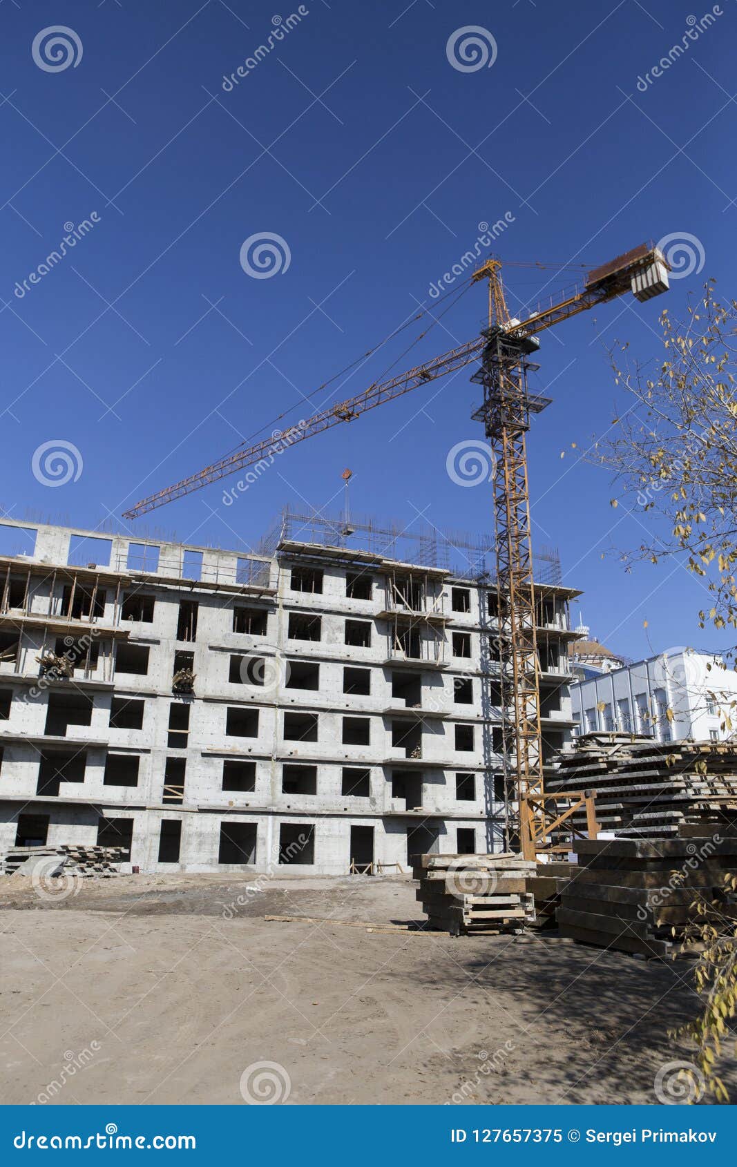 Start of Construction of a High-rise Concrete Building Stock Image ...